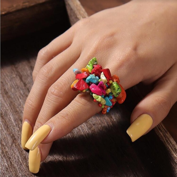 Quiet Luxury Boutique | Jewelry | New Bohemian Rainbow Colorful Cluster ...